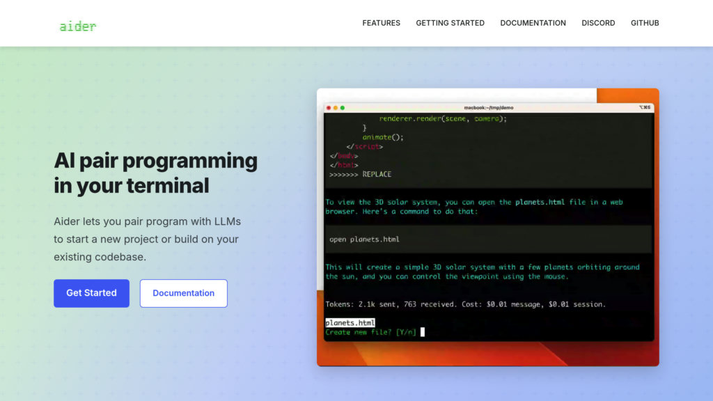 Aider:整合多種 LLM，協助程式開發的 AI 雙人程式設計工具。 - MOGE
