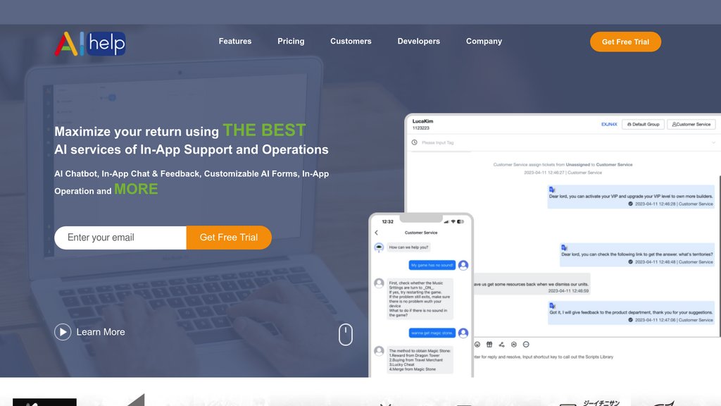 AIHelp:全面的客户支持平台，提供应用内消息、AI聊天机器人和自动化工作流程，以增强用户参与度和运营效率。 - MOGE