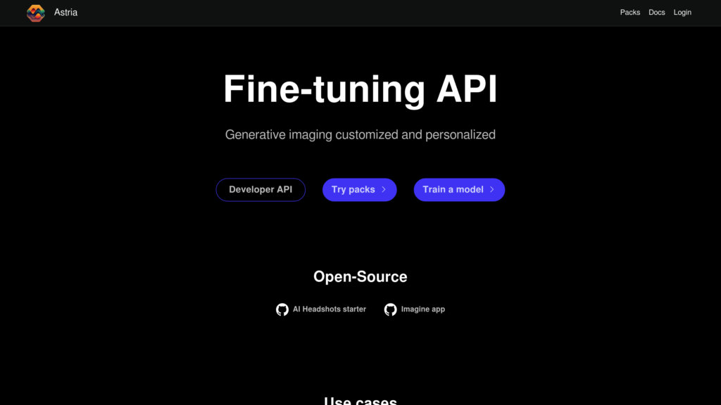 Astria AI:Advanced generative imaging AI platform offering fine-tuning, AI photoshoots, virtual ...