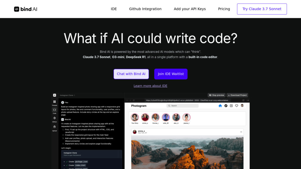 Bind AI:Advanced AI copilot platform for code generation, web ...