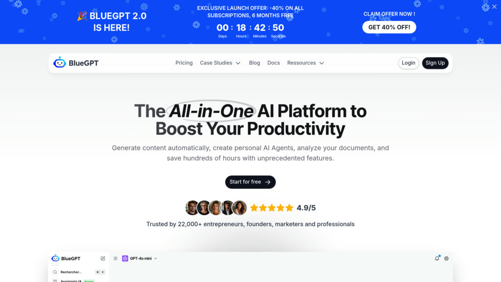 BlueGPT:All-in-one AI platform centralizing over 40 top AI models for text generation, image ...