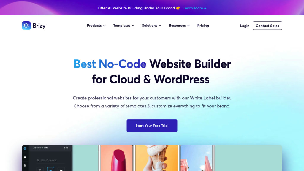 Brizy:直观的拖拽式网站搭建工具，提供快速无代码创建响应式网站的能力，配备强大设计、AI辅助与团队协作功能。 - MOGE