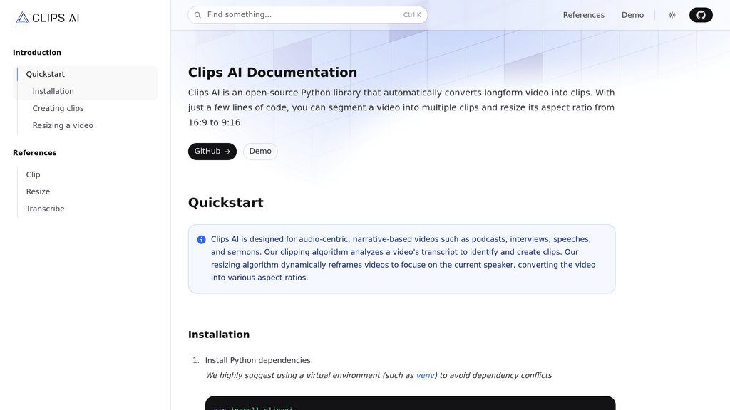 Clips AI:開源Python函式庫，將以音訊為中心的長影片轉換為簡潔、易於分享的短片，並支援多種長寬比的動態尺寸調整。 - MOGE