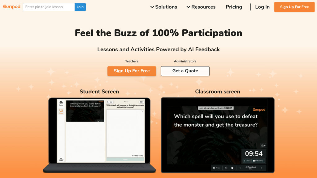 Curipod:AI-powered interactive lesson platform designed to boost student participation and ...