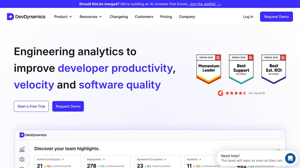 DevDynamics:工程分析平台，提供全面的指標、見解和整合，優化軟體開發性能。 - MOGE