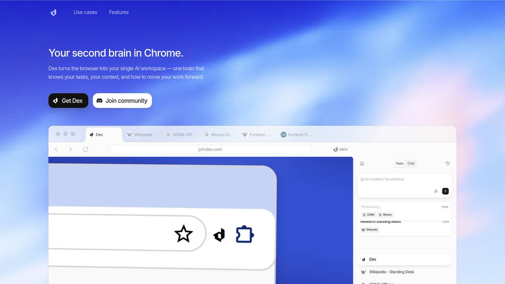 Dex:Intelligent browser interface layer that connects web apps to ...