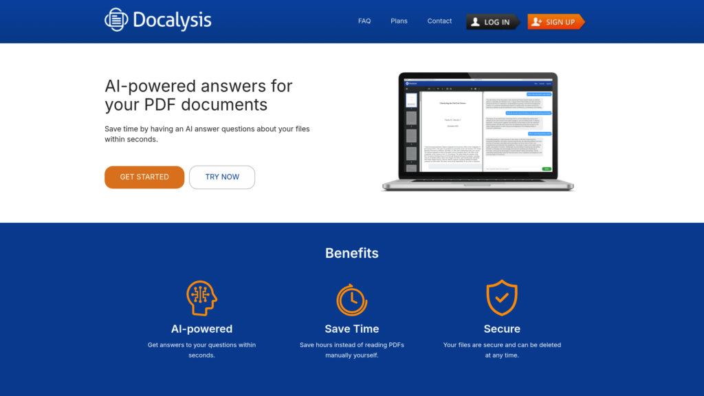 Docalysis:AI-powered platform that enables users to upload and interactively query PDF, TXT, CSV ...
