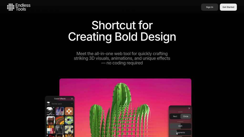 Endless Tools:Plataforma creativa todo en uno para transformar y diseñar contenido en 3D ...