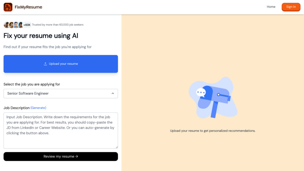 Fix My Resume:AI-powered resume analyzer providing personalized tips to align your resume with ...