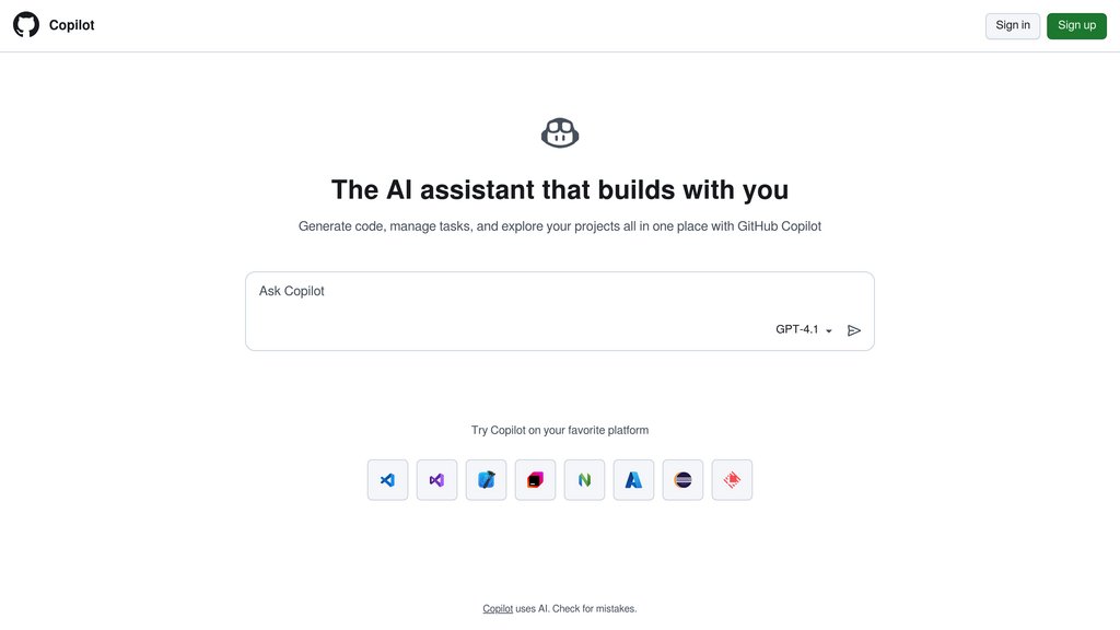 GitHub Copilot:智能编码助手，通过实时代码建议、多语言支持和跨IDE及命令行工具的对话式AI协助来加速开发。 - MOGE