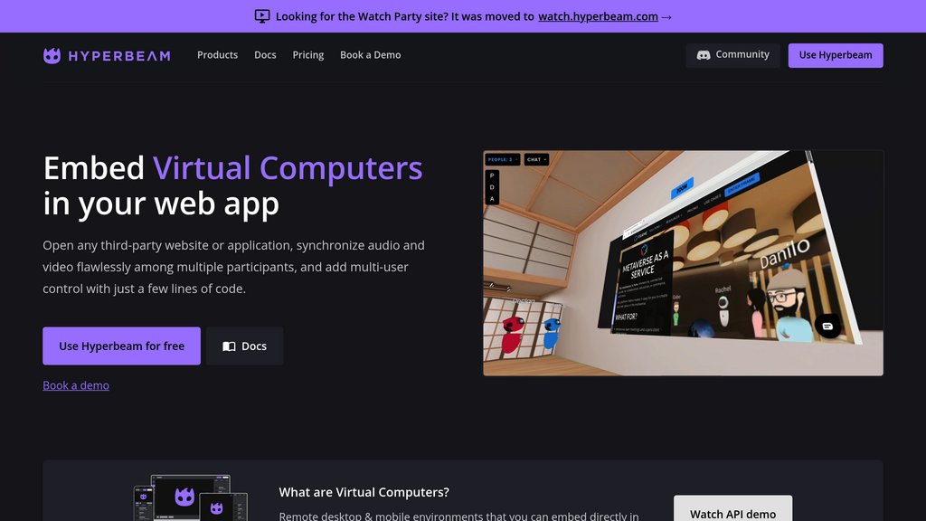 Hyperbeam:API for embedding multiplayer virtual computers and web browsers in web applications ...