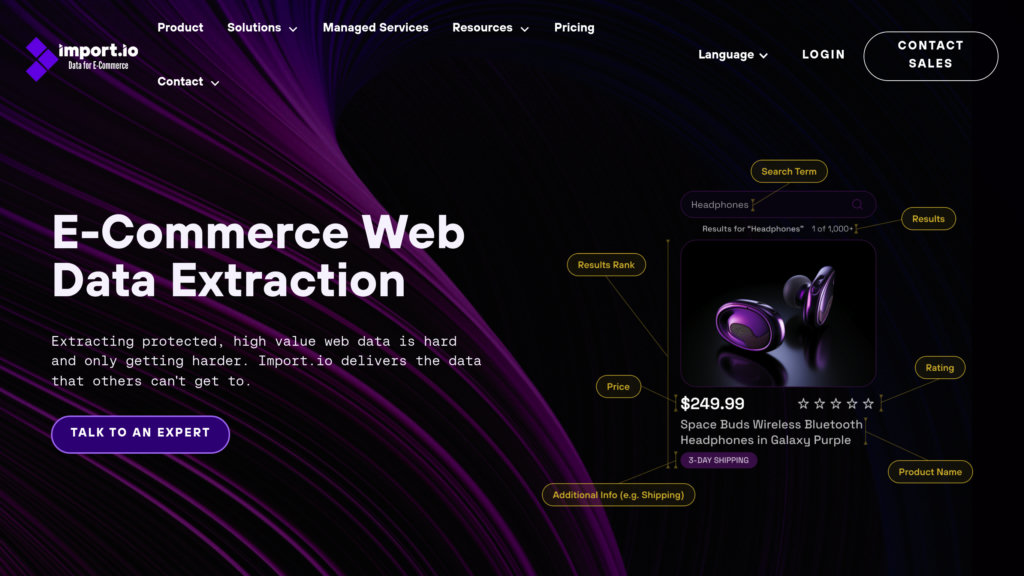 Import.io:基于云的大规模网页数据提取和集成平台，为商业用途提供结构化数据。 - MOGE