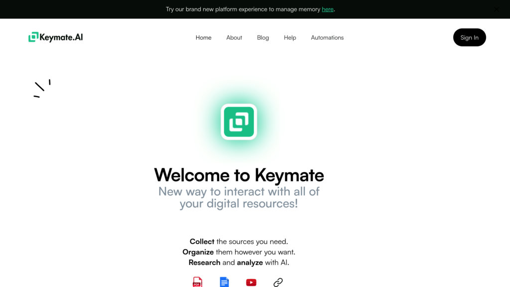 Keymate.AI:AI 驅動的個人研究助理，提供先進網路搜尋、PDF 管理與個人化記憶，提升知識工作效率。 - MOGE