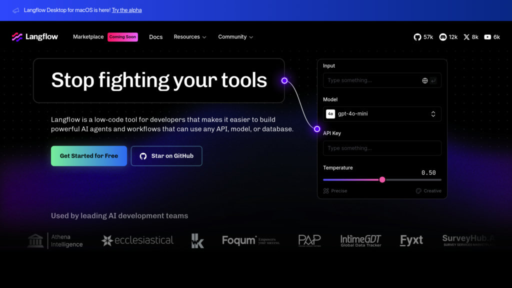 Langflow:开源可视化低代码平台，支持构建、定制和部署AI工作流及多Agent系统，兼容多种大语言模型与工具集成。 - MOGE