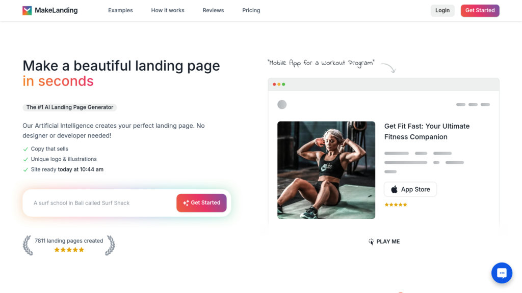 MakeLanding:AI 智能著陸頁生成器，數秒內打造專屬高轉換率著陸頁，獨特標誌、插圖與文案，無需設計或程式能力。 - MOGE