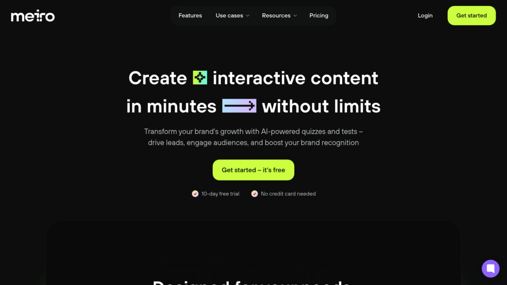 Meiro:AI智能平台，無限建立互動式測驗與問卷，助你收集名單、提升互動並強化品牌知名度。 - MOGE