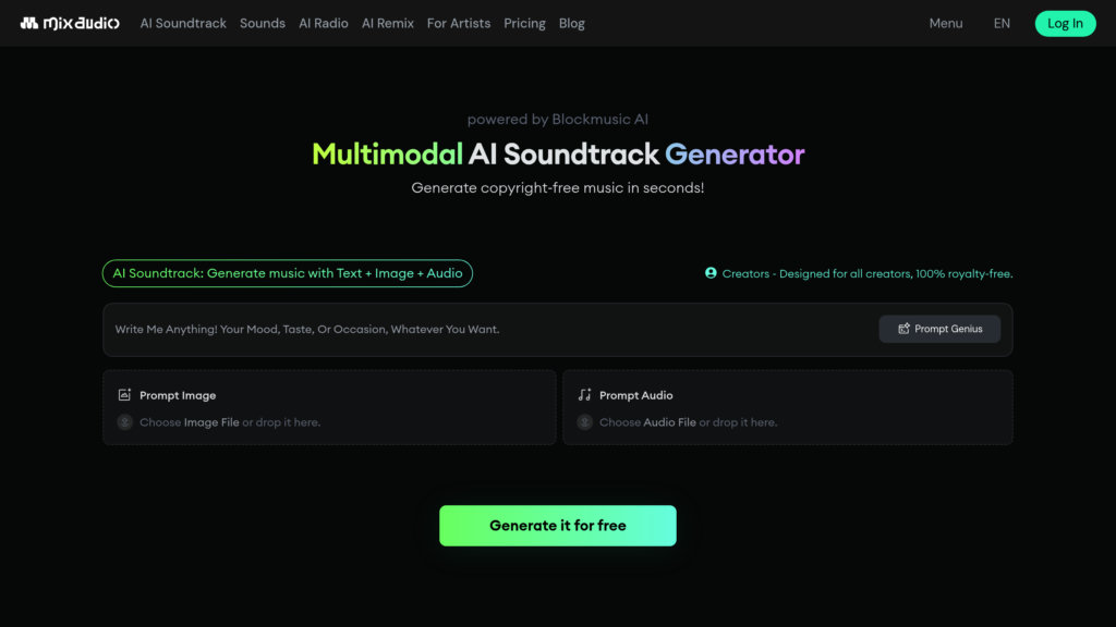 MixAudio:Plataforma de creación y edición musical con IA que ofrece generación musical a partir ...