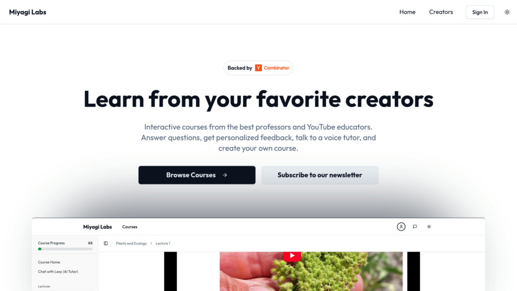 Miyagi Labs:AI-powered platform transforming YouTube and educational videos into interactive ...