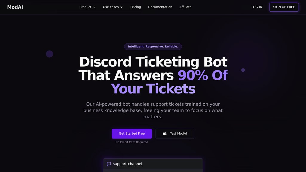 ModAI:Discord支援機器人，通過智慧知識庫整合自動處理90%的支援工單，實現客戶服務自動化。 - MOGE