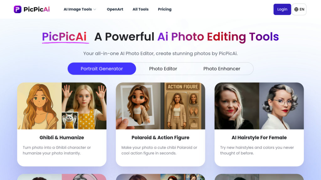 PicPicAI:一站式AI照片編輯平台，提供進階增強、修飾與創意影像處理工具。 - MOGE