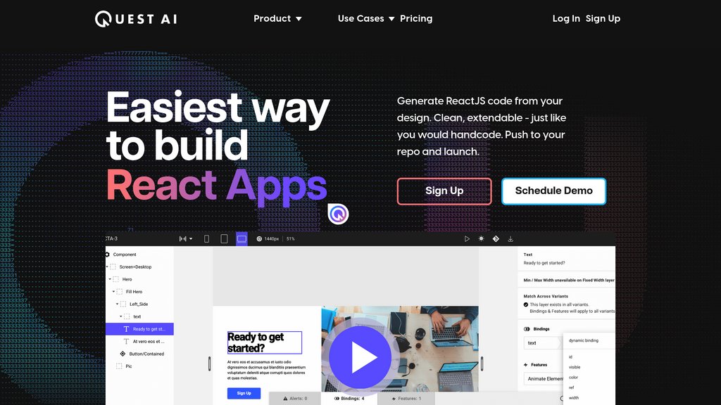 Quest AI:一個面向開發者的平台，將 Figma 設計轉換為乾淨、生產就緒的 React 程式碼，實現快速前端開發和迭代。 - MOGE