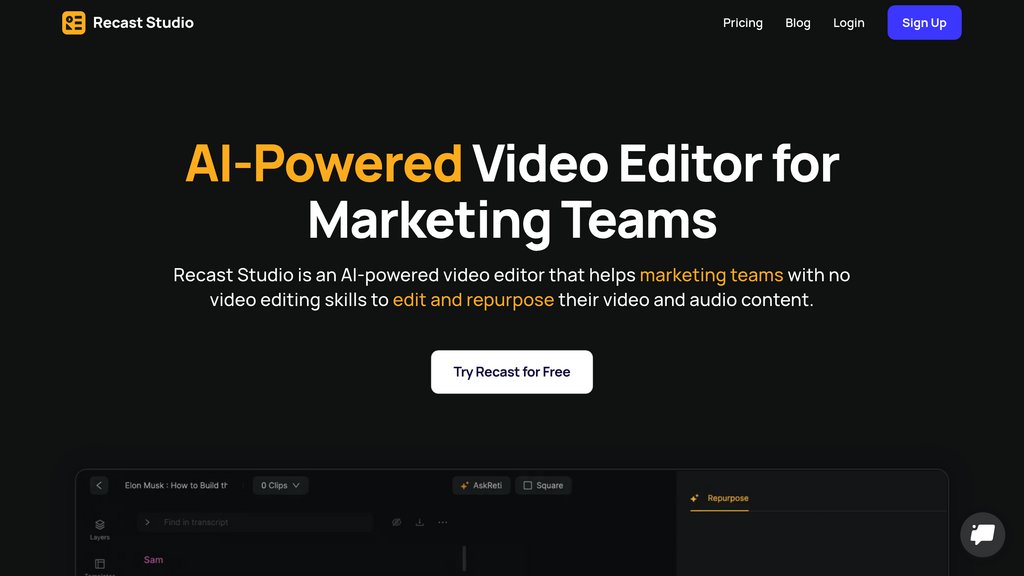 Recast Studio:一個精簡的影片編輯平台，能在幾分鐘內將長篇音訊和影片內容轉換為帶品牌標識、適合社群媒體的影片剪輯和行銷資產。 - MOGE