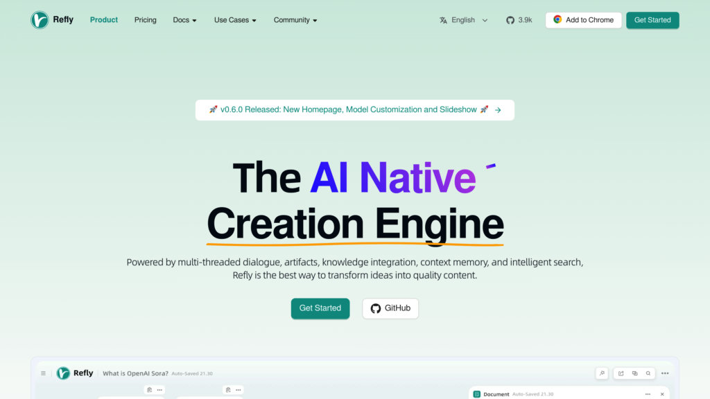 Refly:靈活的內容創作平台，整合自由畫布、多執行緒對話與知識管理，實現無縫的創意到內容流程。 - MOGE