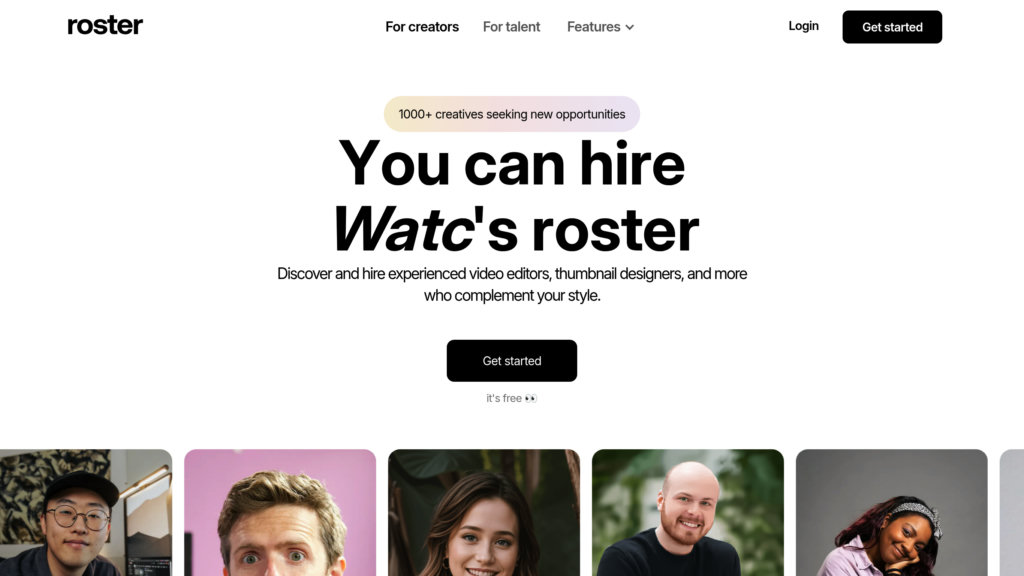 Roster:專為創作者設計的 AI 智能招募平台，快速高效找到經過驗證的創意人才。 - MOGE