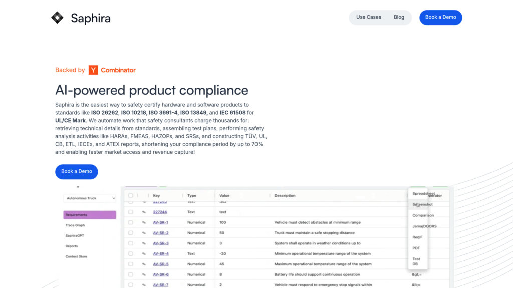 Saphira AI:AI驅動平台，透過自動追蹤與法規報告產生，簡化硬體安全合規與認證流程。 - MOGE