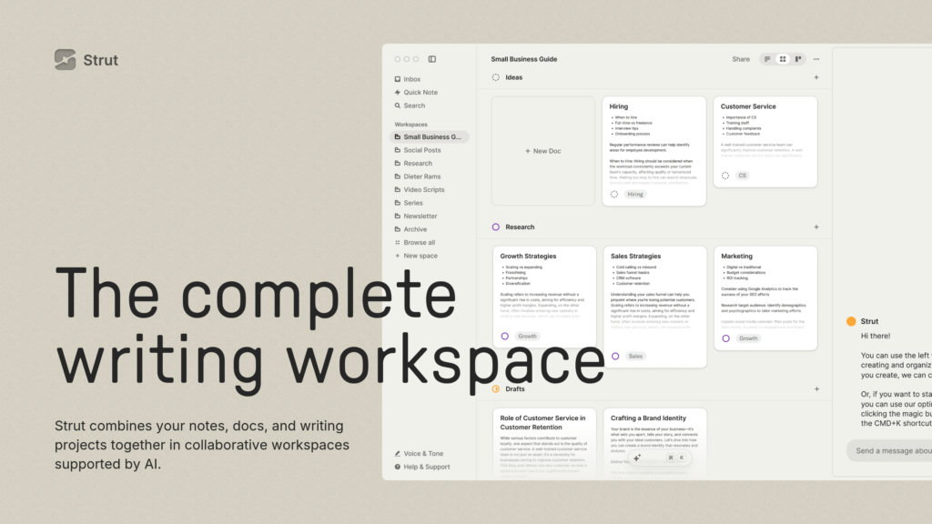 Strut:An all-in-one AI-powered writing workspace that organizes notes ...