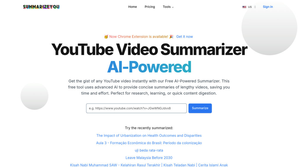 SummarizeYou:AI驅動的YouTube影片摘要工具，提供精簡、時間標記、多語言的摘要與逐字稿。 - MOGE