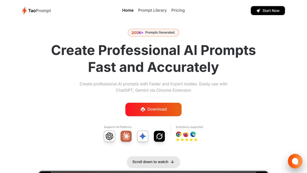TaoPrompt:Professional AI prompt generator for fast, accurate, and multi-model prompt creation ...
