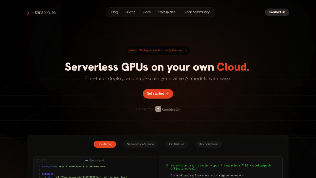 Tensorfuse:Serverless GPU 執行環境，讓 AI 模型於私人雲端可無縫部署、微調與自動擴展。 - MOGE