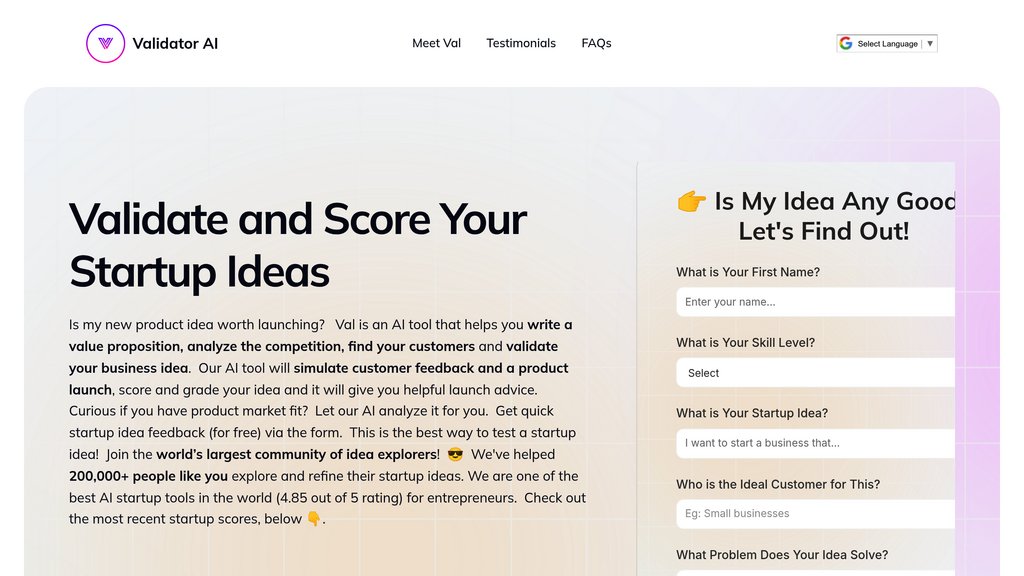 Validator AI:A platform offering instant, data-driven feedback and a ...