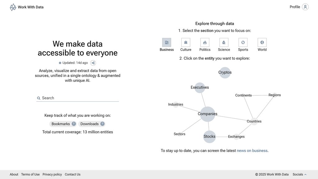 Work With Data:一個將開源數據整合到單一本體論的統一數據平台，通過專有AI增強實現輕鬆分析、視覺化和提取。 - MOGE