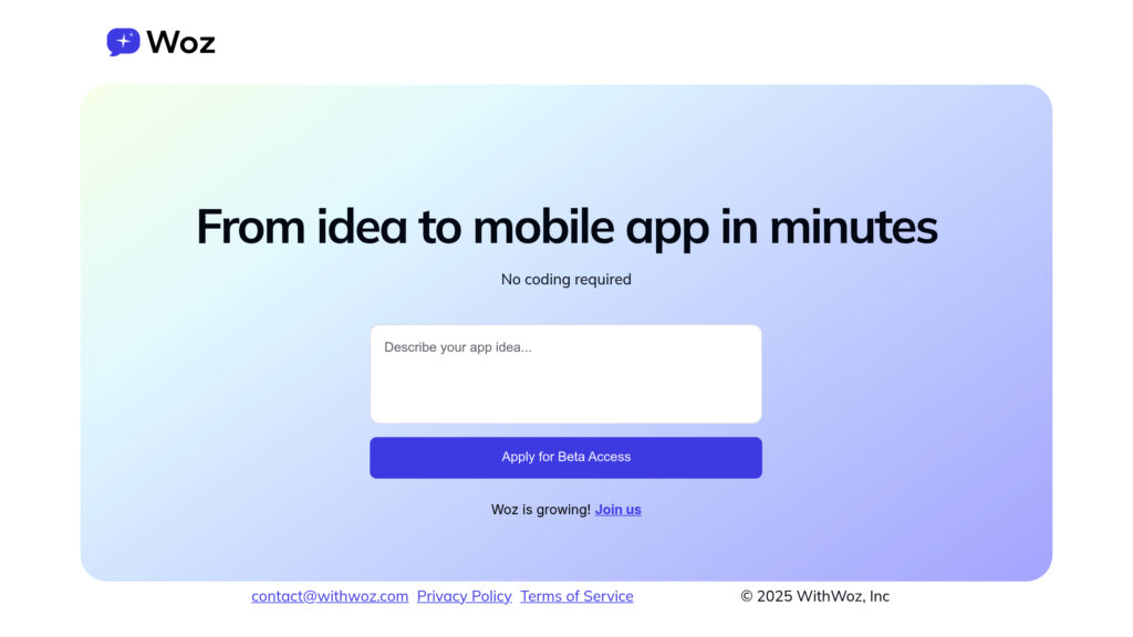 Woz:AI平台協助非技術創業者無需寫程式即可打造並擴展軟體事業。 - MOGE