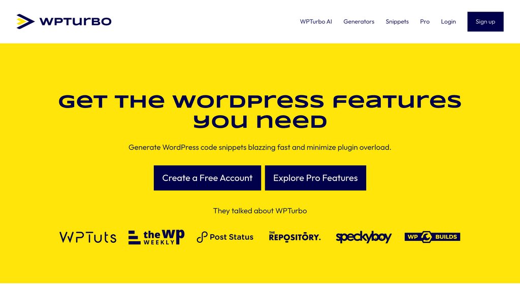 WPTurbo:一個綜合性的WordPress開發工具，透過智能程式碼片段產生器和專案管理功能加速編碼過程。 - MOGE