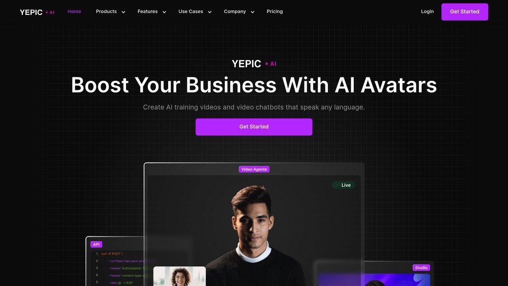 Yepic AI:A versatile video creation platform that enables fast production of talking head videos ...